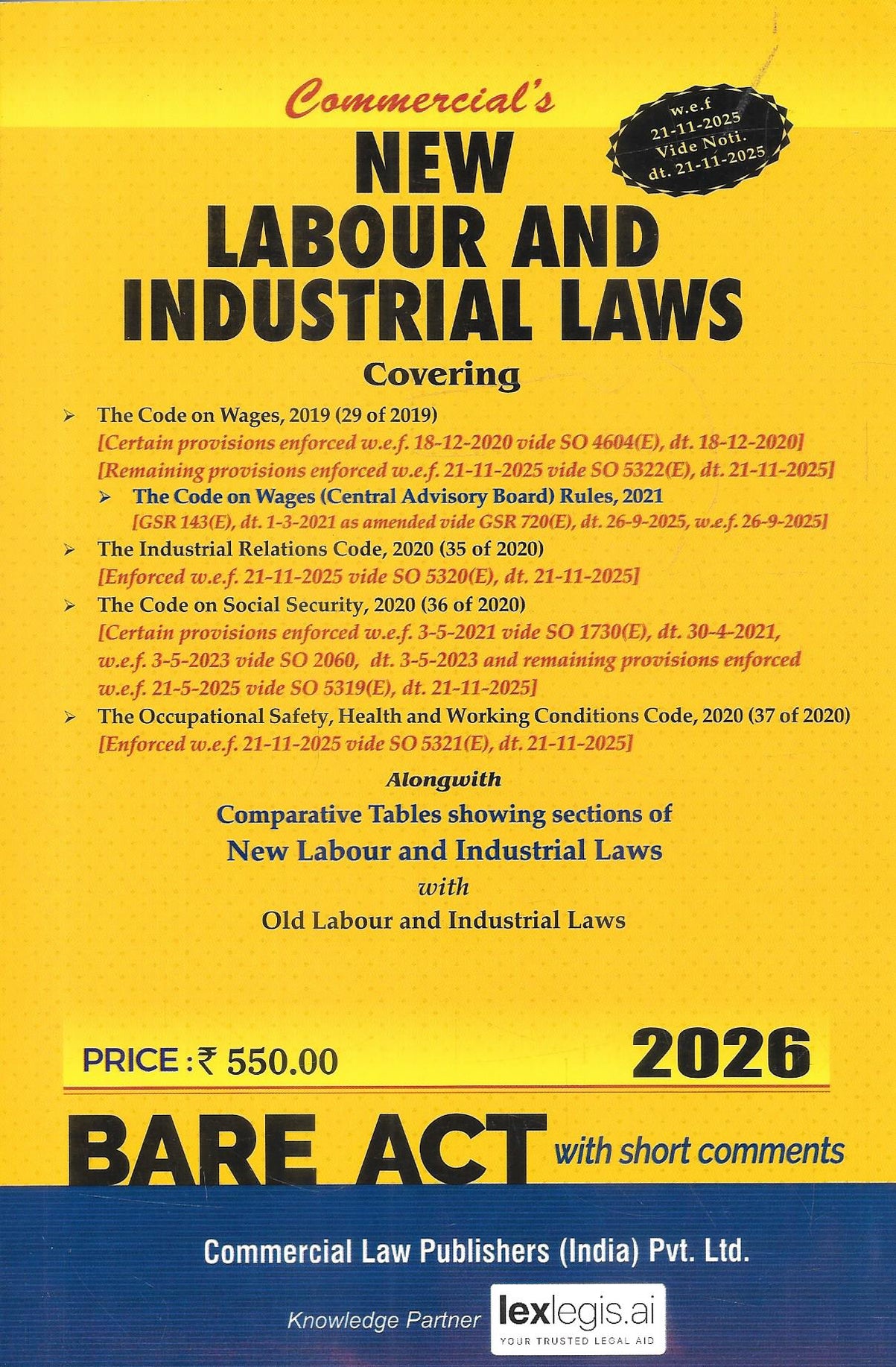 New Labour and Industrial Laws Bare Act – M&J Services - The Eclectic ...