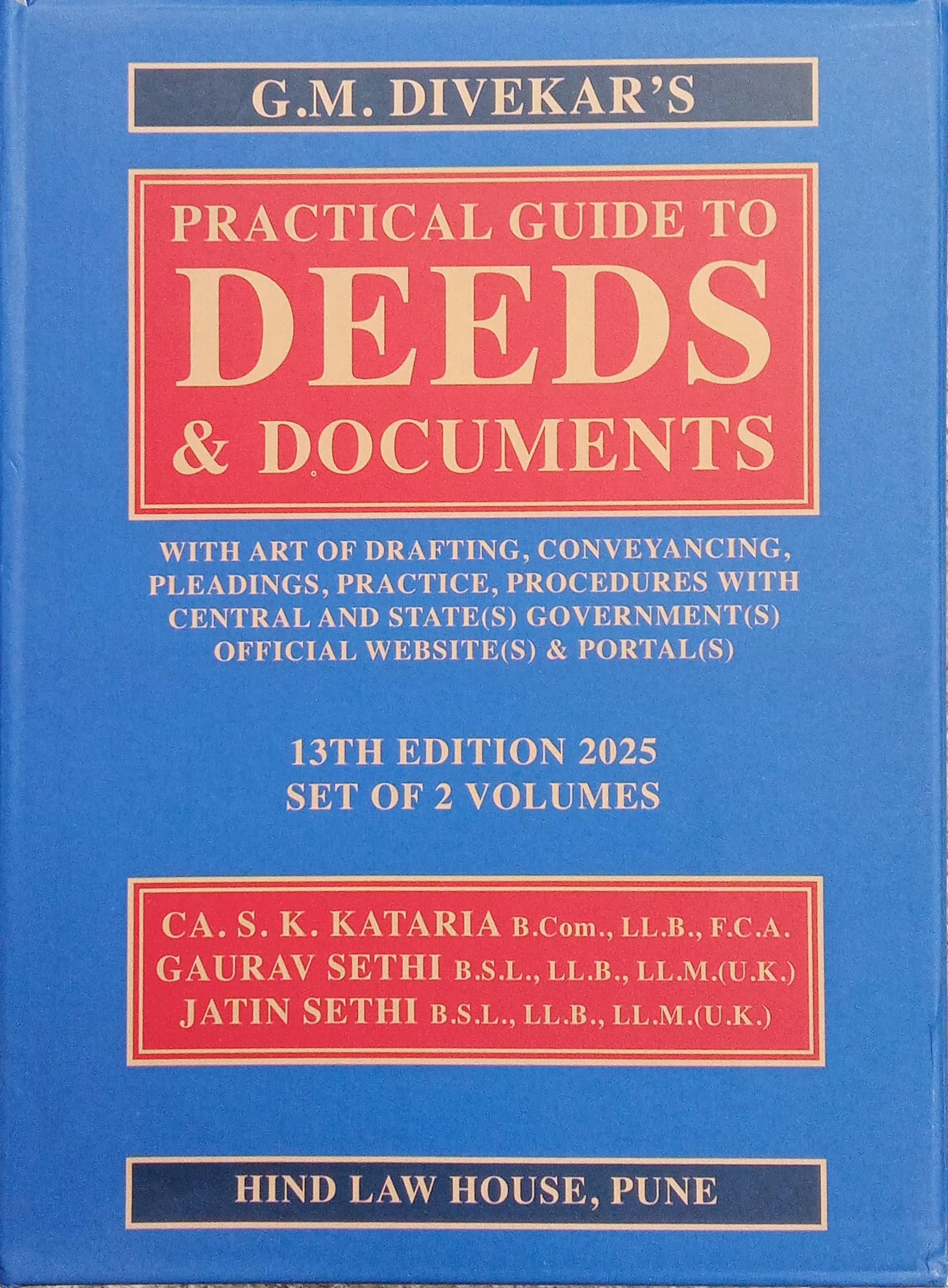G M Divekar's - Practical Guide to Deeds and Documents in 2 vols – M&J Services - The Eclectic ...
