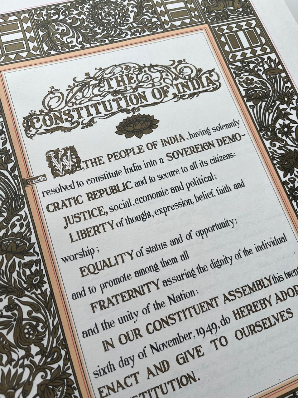 Constitution of India Calligraphic Illuminated Collector Edition – M&J ...