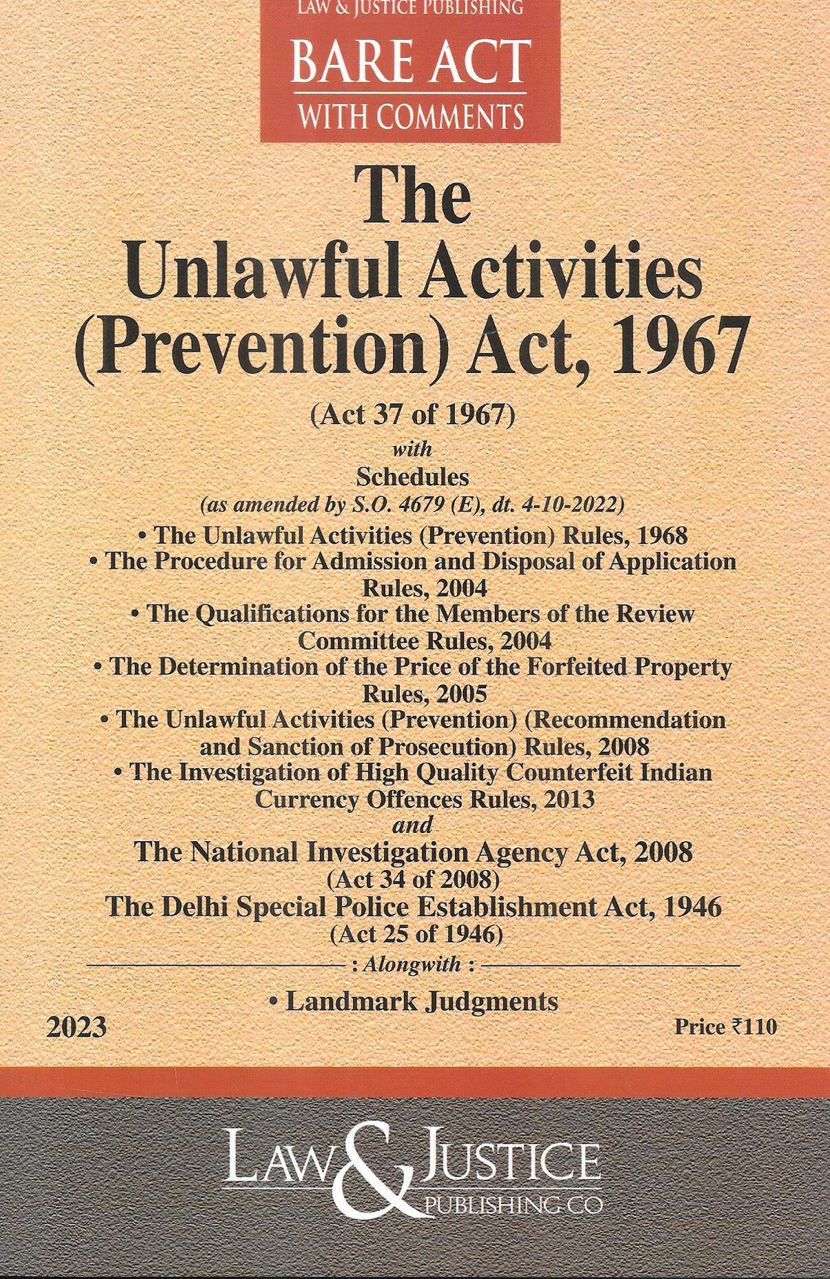 The Unlawful Activities (Prevention) Act 1967 available at M&J Services - The Eclectic Law Bookstore
